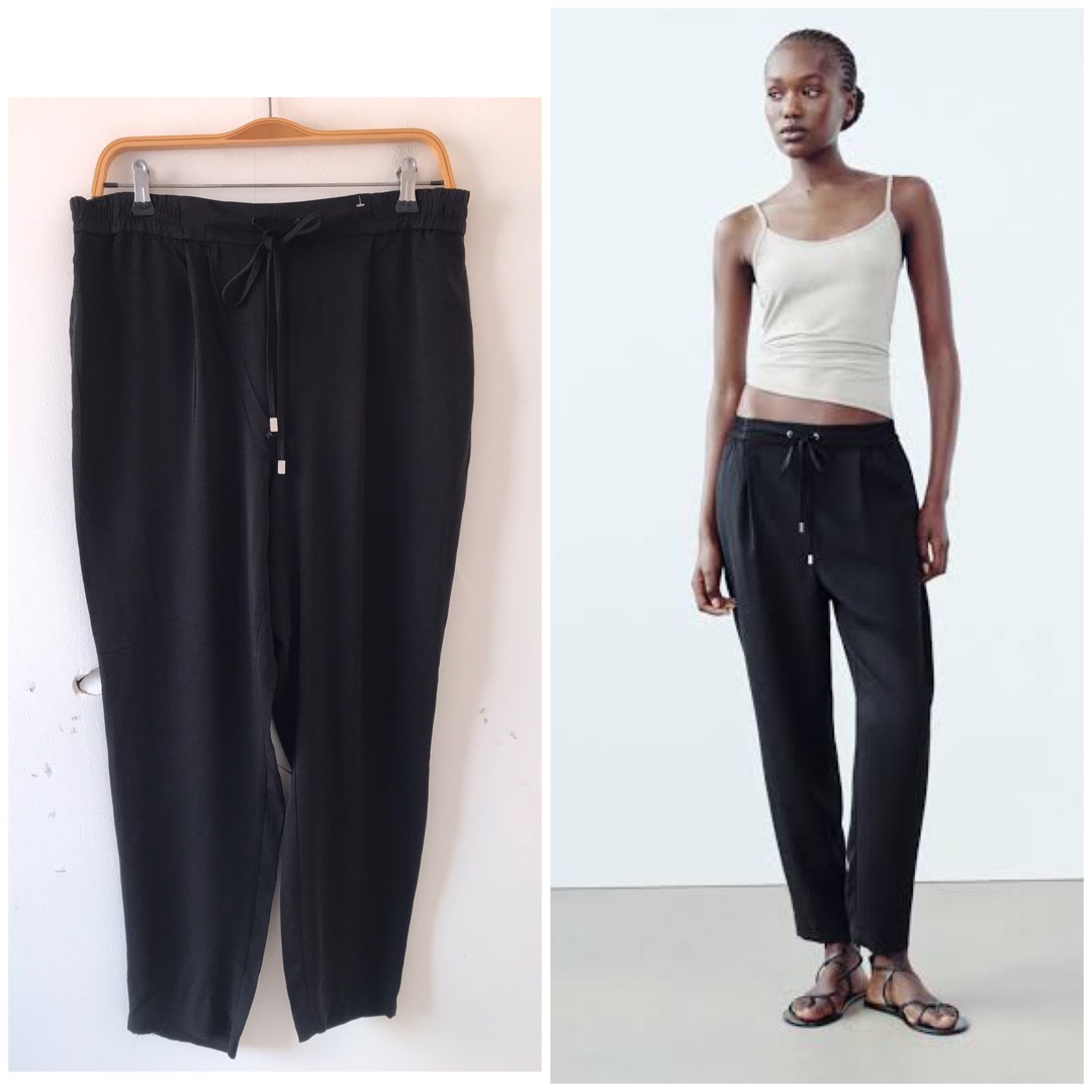 BIG SiZE ZARA Relax Drape Pants in Super Black M-XL, Fesyen Wanita ...
