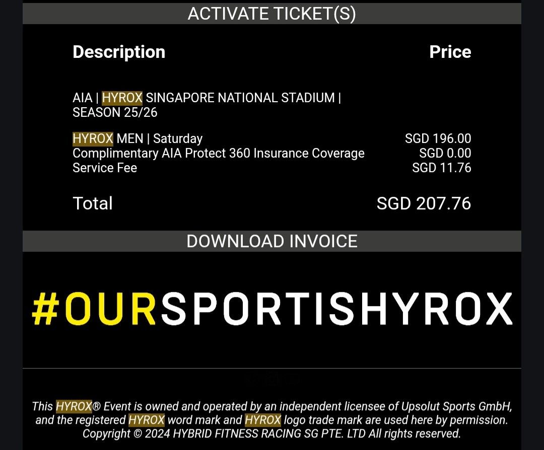 Hyrox Men Open Single, Tickets & Vouchers, Event Tickets on Carousell