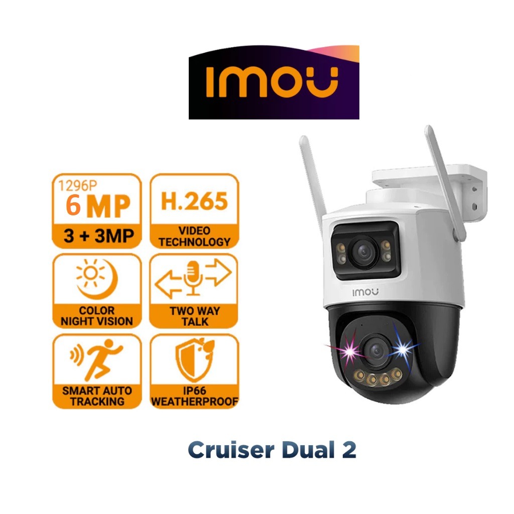IMOU Cruiser Dual 2 6MP Dual Lens Outdoor Smart Full-Color Night Vision ...
