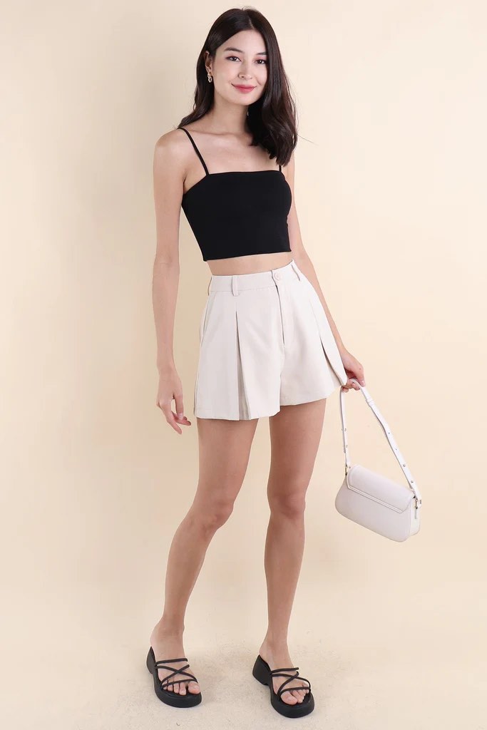 NEON MELLO HEIDYN WEAVED TOP IN black PADDED BASIC TANK TOP MELLO BLACK ...