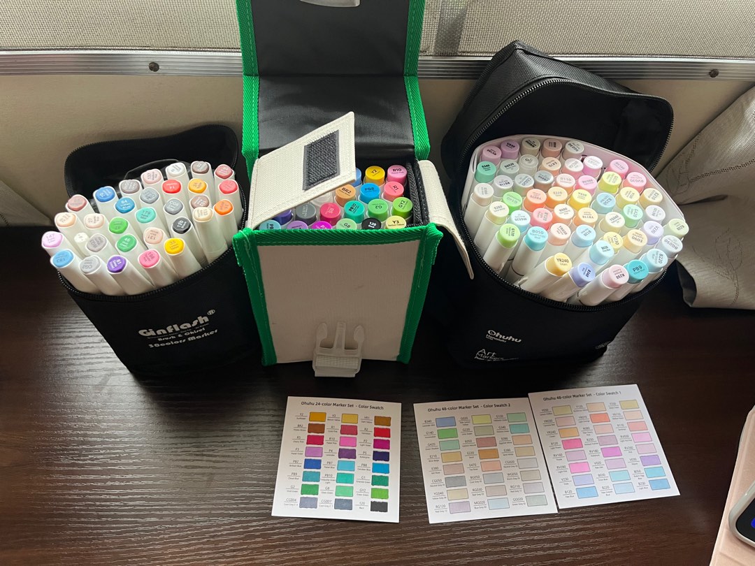Ohuhu and Ginflash Alcohol Brush Markers, Hobbies & Toys, Stationary ...