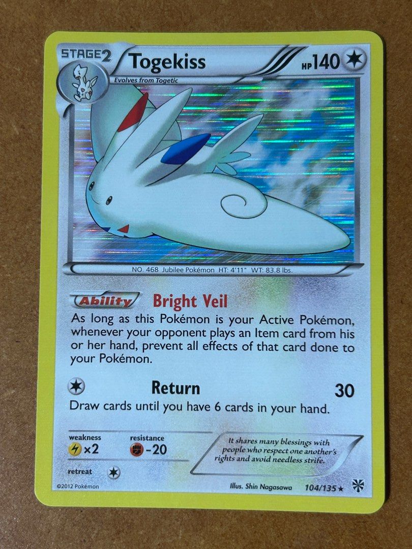 Pokemon Plasma Storm | Togekiss #104 Holo | Pokemon English | Team Rocket | Destined Rivals ...