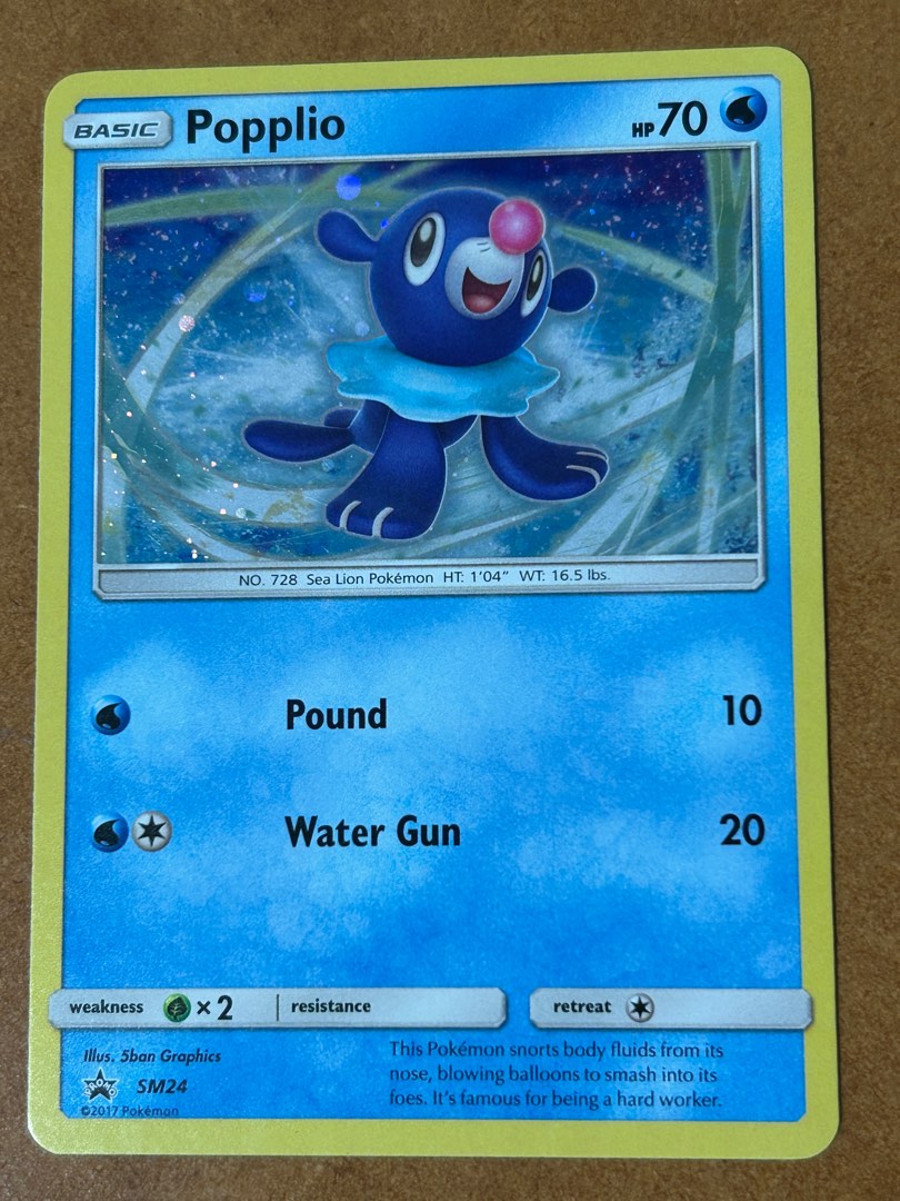 Pokemon Promo | Popplio #SM24 Holo | Pokemon English | Team Rocket ...