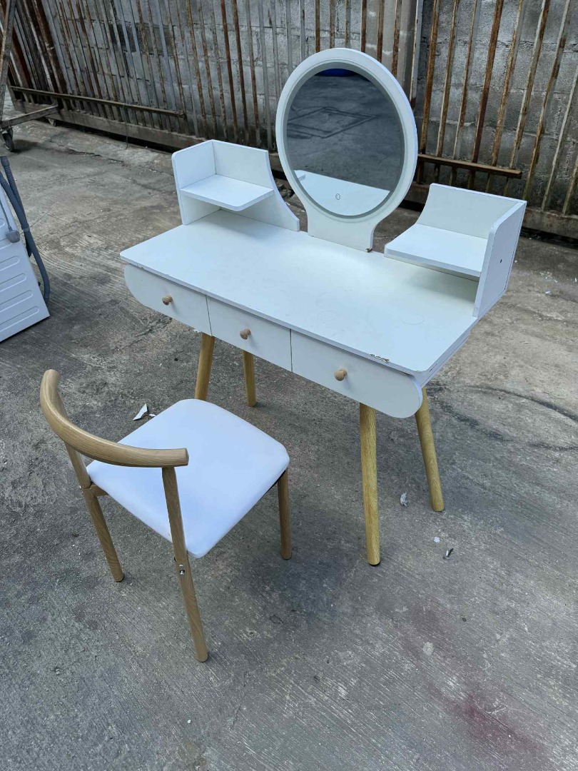 [Set] Meja Solek Dressing Table Drawer + Chair Kerusi, Furniture & Home ...