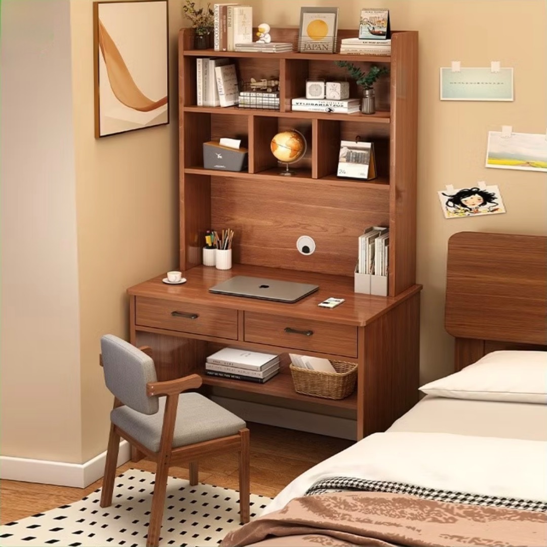 Study Desk With Shelves | Writing Desk With Open Bookshelf | Computer ...