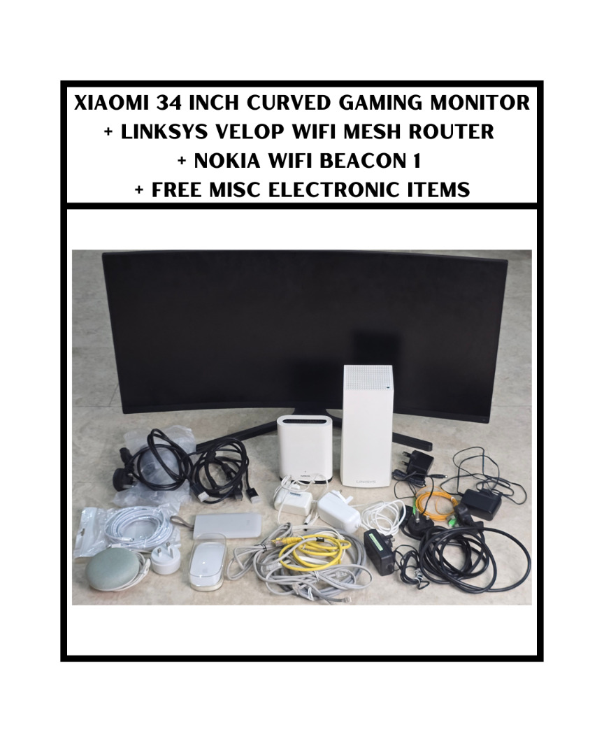 Xiaomi 34 Inch Curved Gaming Monitor G34WQi + Linksys Velop MX4200 Mesh ...
