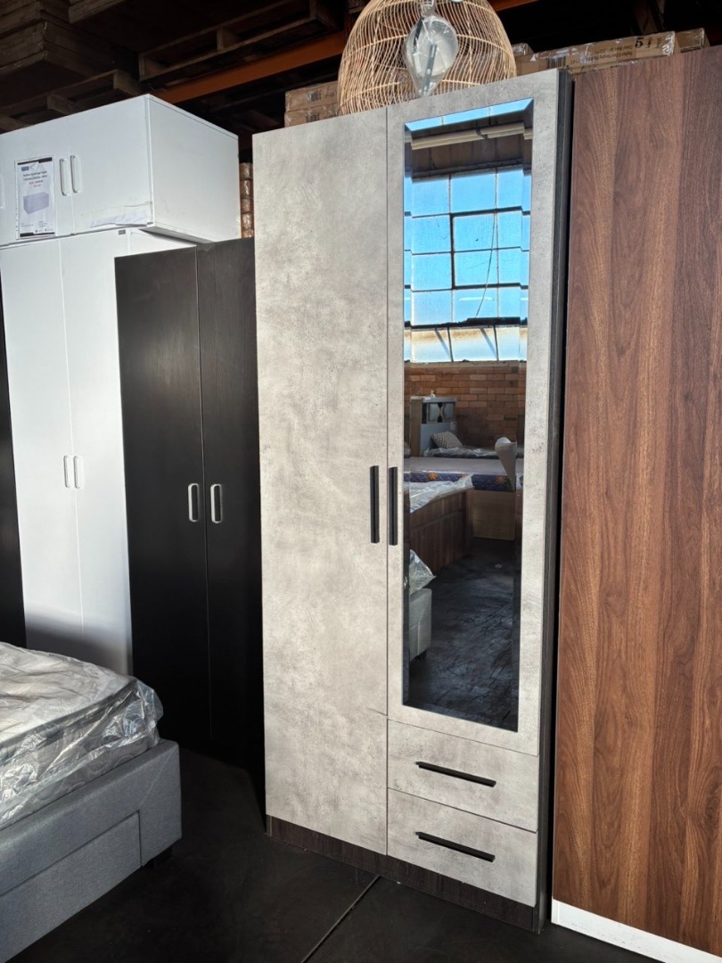 2 Door Cement Look Wardrobe Modern & Spacious Storage, Home & Furniture ...