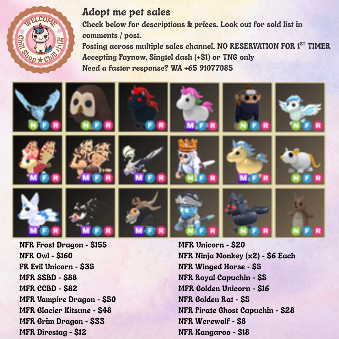 Adopt me pets for sale, Video Gaming, Video Games, Others on Carousell