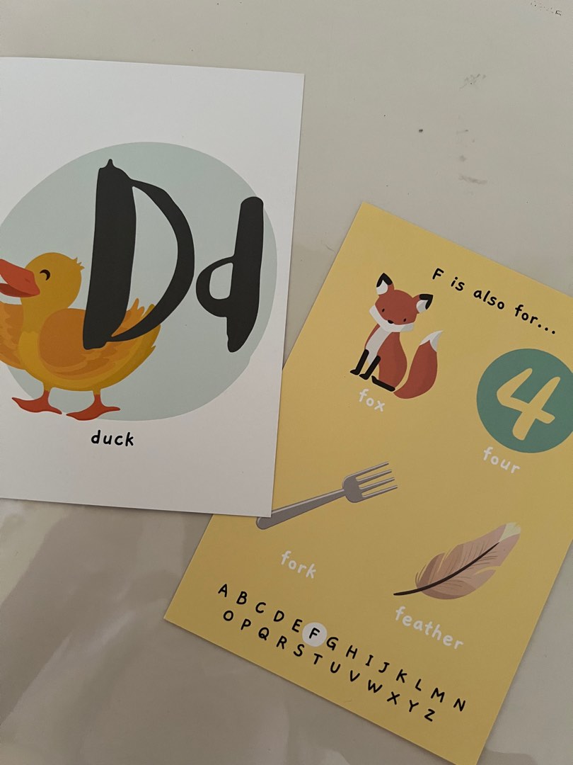 Double sided Alphabet ABC Flashcards, wall display, learning, Babies ...