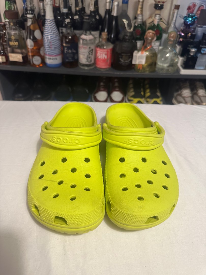 Authentic Neon Green Crocs M9, Men's Fashion, Footwear, Slippers ...