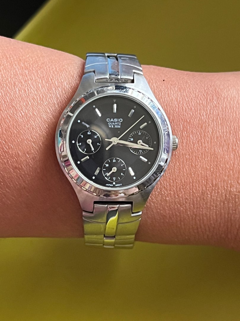 Casio Chrono Black Dial Watch, Women's Fashion, Watches & Accessories ...