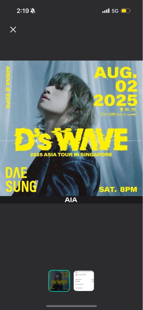 Daesung D's Wave 2025 Asia Tour - VIP Ticket, Tickets & Vouchers, Event Tickets on Carousell