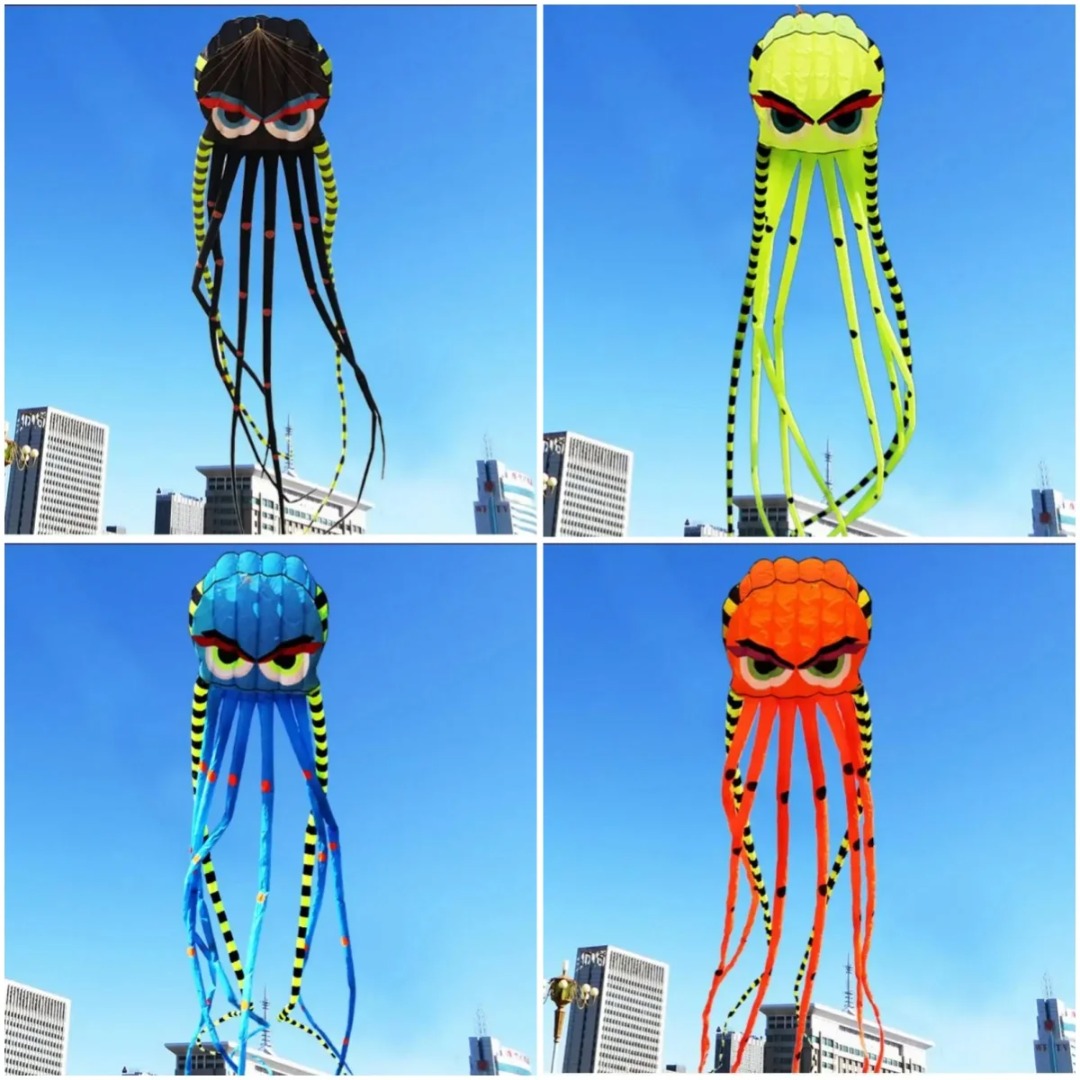 Four-colors Large Animal Soft Kite 3D 8-meter Octopus Kite Outdoor ...