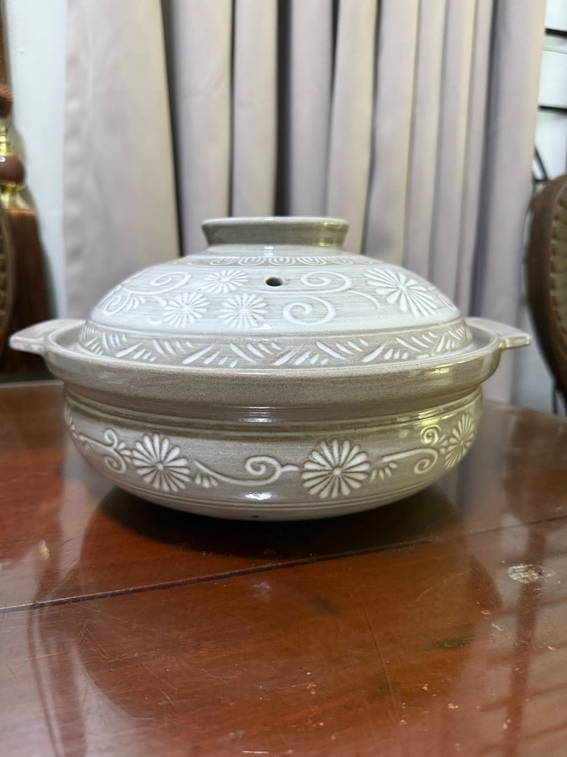 Japanese Donabe Pot Ginpo Mishima Claypot w/ box, unused , Furniture ...
