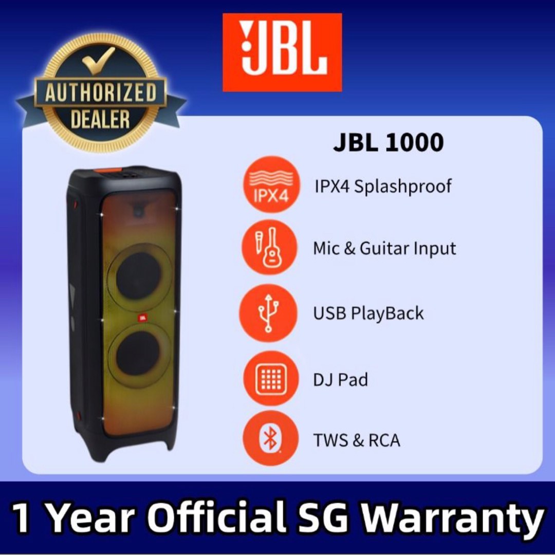 JBL Party Box 1000 DJ Pad USB Play Back TES & RCA concealed wheels ...