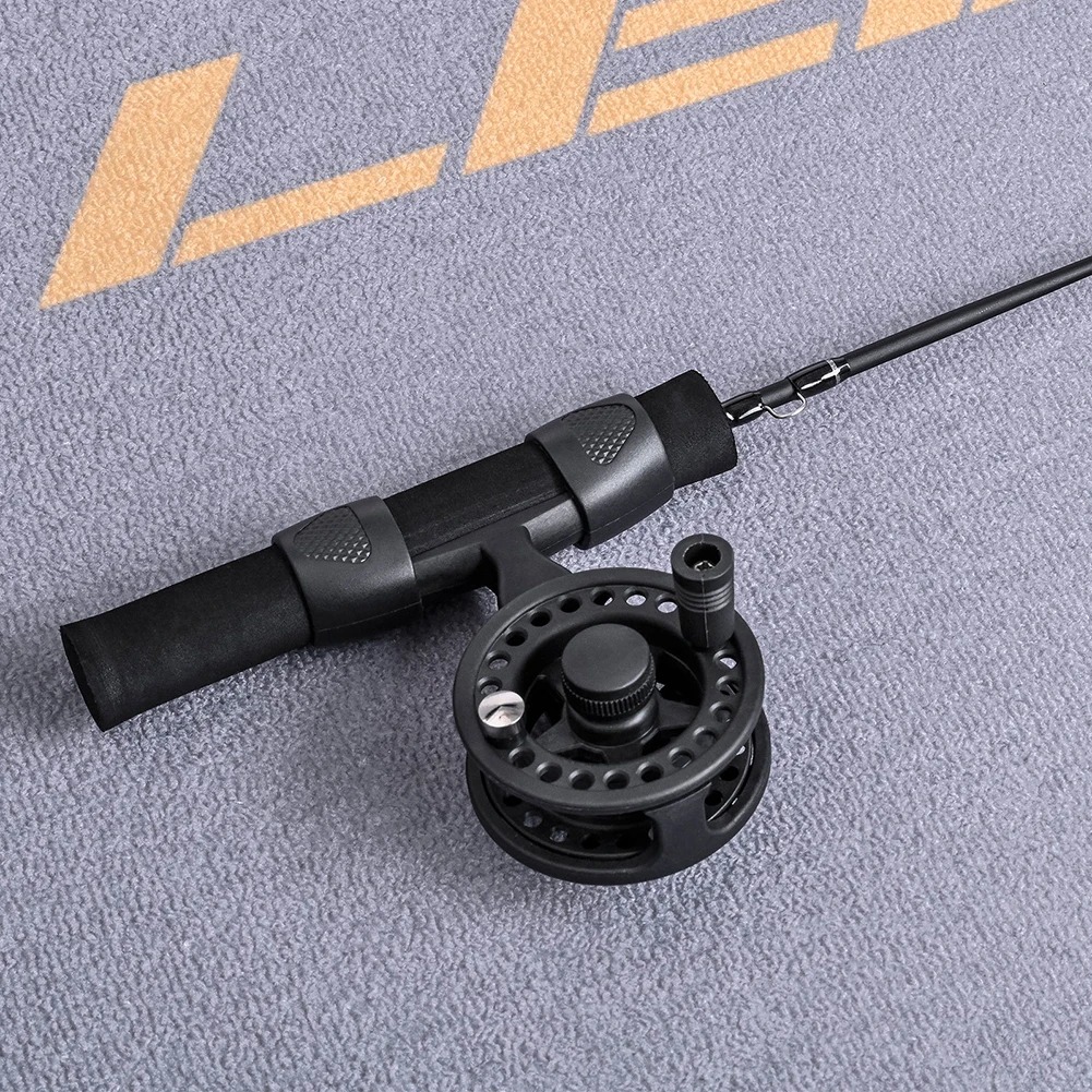 LEO 51cm Winter Fishing Rod Fiberglass Fishing Pole with Reel Portable ...