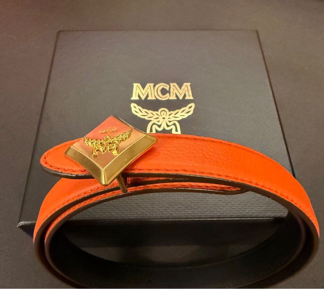 MCM Logo Belt in Embossed Leather, Men's Fashion, Watches & Accessories ...