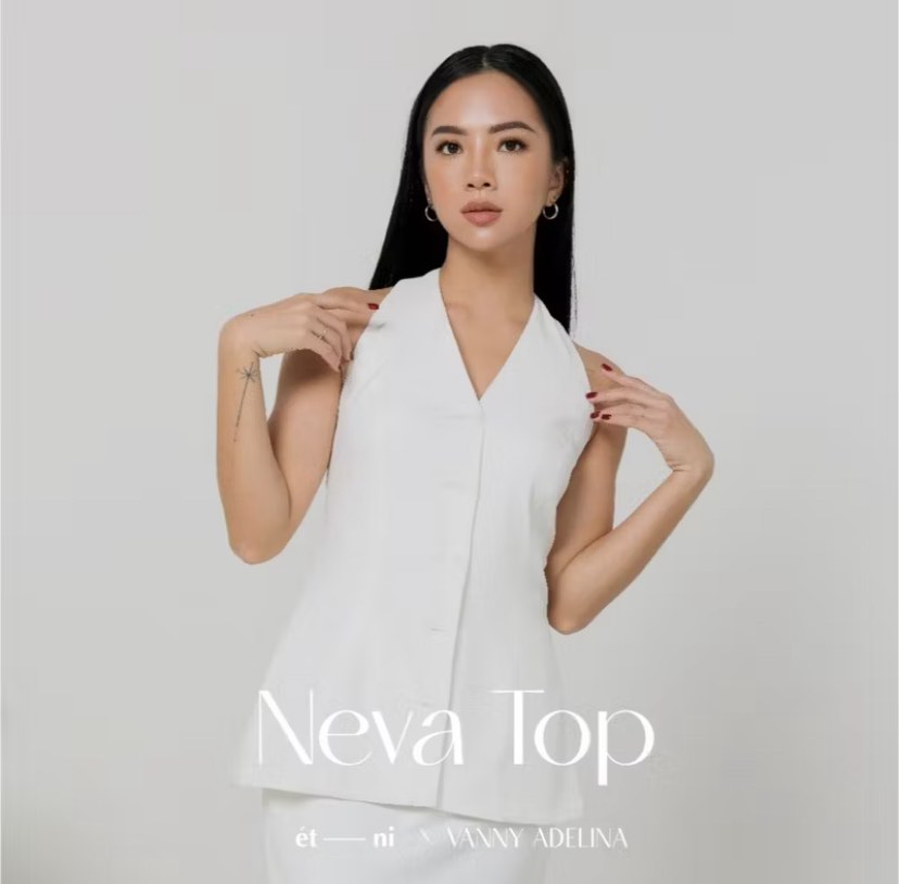 Shopetni x Vanny Adelina Neva Top White, Fesyen Wanita, Pakaian Wanita, Atasan di Carousell