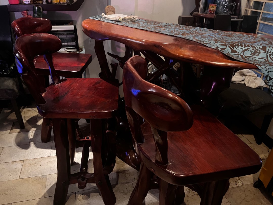 Solid Narra Bar Counter and Chairs, Furniture & Home Living, Furniture ...