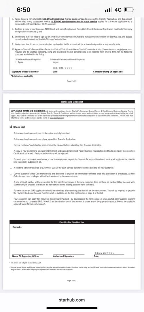 Starhub Transfer Application Form, Announcements on Carousell