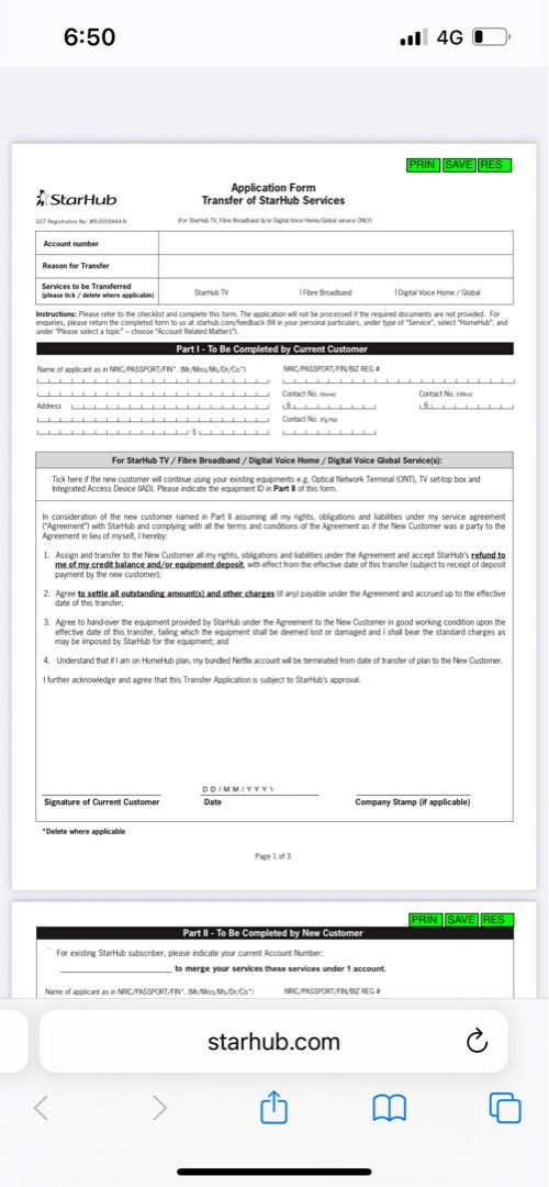 Starhub Transfer Application Form, Announcements on Carousell