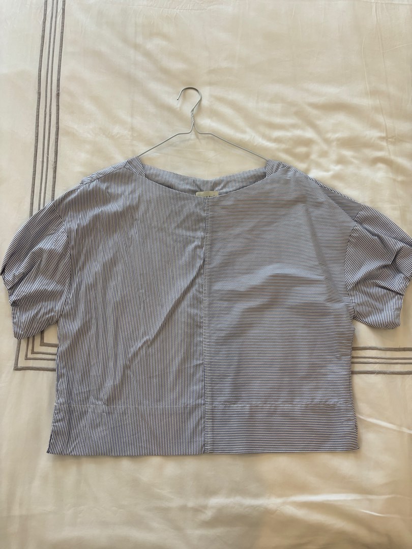 Studio Tui Blue Stripes Top, Fesyen Wanita, Pakaian Wanita, Atasan di ...