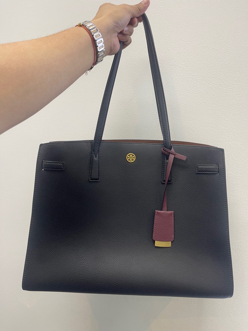 TORY BURCH Walker Black Leather Satchel Bag, Luxury, Bags & Wallets on ...
