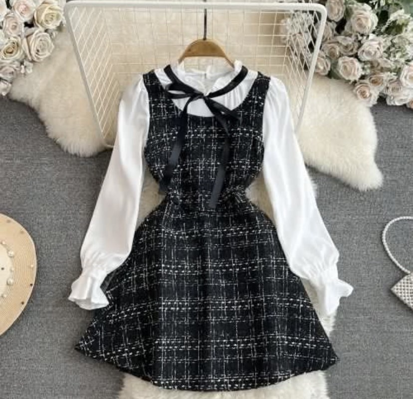 Tweed elegant japanese korean dress coquette jpop kpop idol, Women's ...