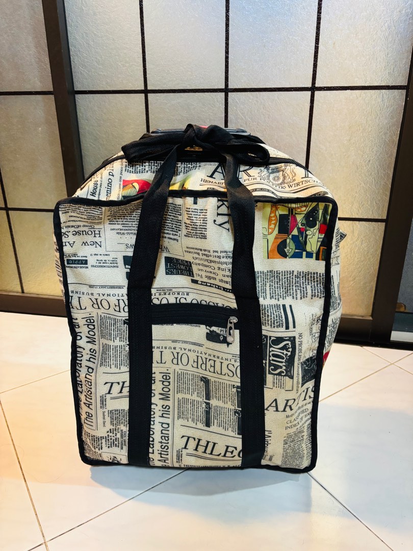 Vintage Newspaper Print Rolling Luggage / Grocery Trolley Bag / Cabin ...