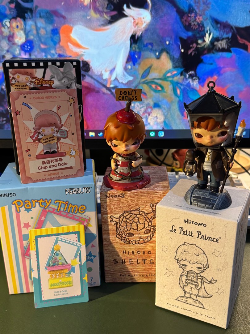 4 for 1k | popmart miniso peanuts snoopy hirono dimoo le petit prince ...
