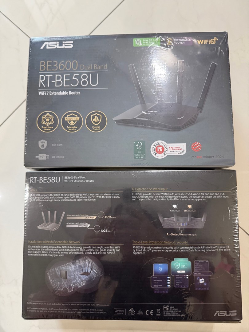 ASUS RT-BE58U BE3600 Dual Band WiFi 7 Extensible Router, Computers ...