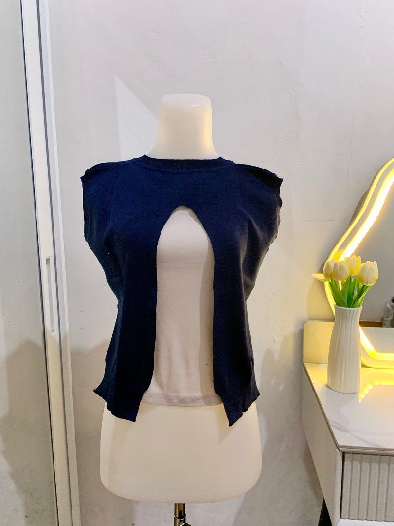 Atasan vest warna biru tua (nevy), Fesyen Wanita, Pakaian Wanita ...