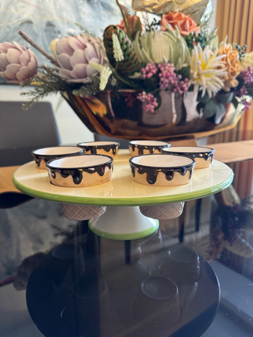 Ceramic Ice cream bowls with Carousel Stand Set, Furniture & Home ...