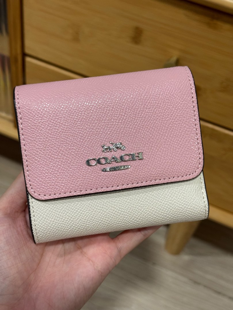 Coach Trifold Wallet - Pink and White, Women's Fashion, Bags & Wallets ...
