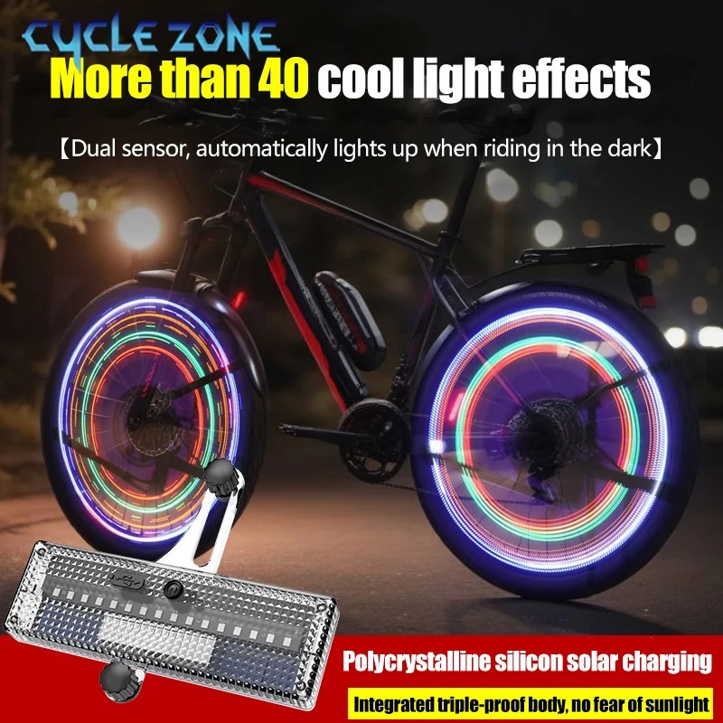 Colorful Bike Wheel Spoke Solar Light Rechargeable MTB Road Bike ...