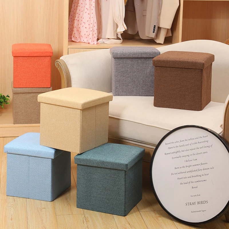 Foldable Storage Stool Box Multifunctional Fabric Storage Organizer ...