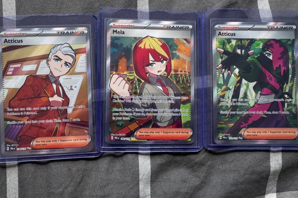 Full Art - Atticus and Mela (Prismatic Evolutions), Hobbies & Toys ...