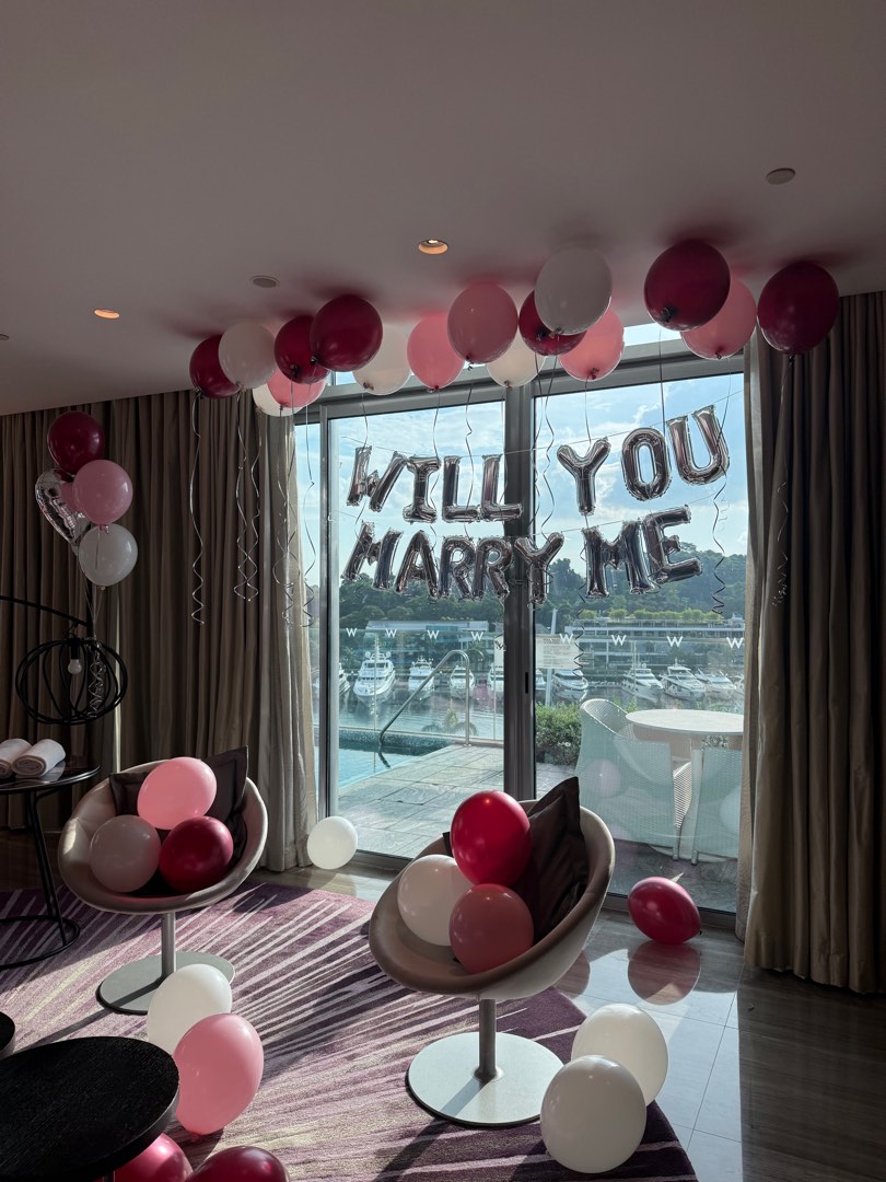 Happy Birthday Balloons set up, helium balloons set up, proposal set up ...