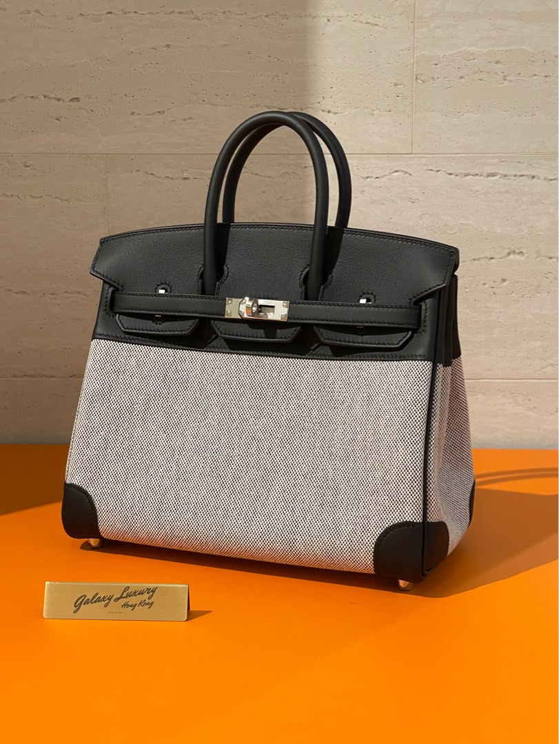 🔥實體店現貨｜全新愛馬仕Hermès Birkin 25黑色帆布銀扣_GALAXYLUXURY, 名牌, 手袋及銀包 - Carousell