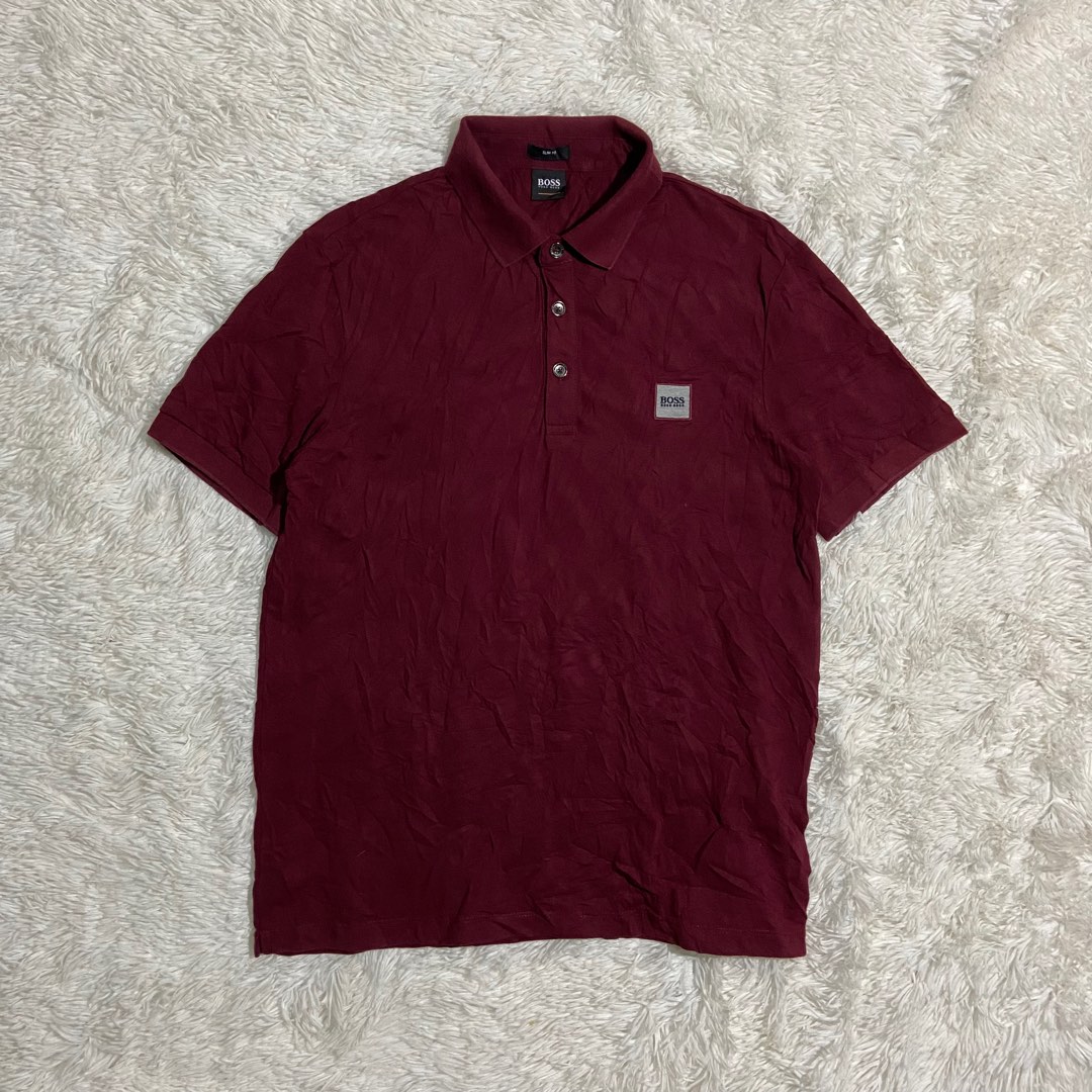 Hugo Boss Slim Fit Polo Shirt Maroon, Men's Fashion, Tops & Sets ...
