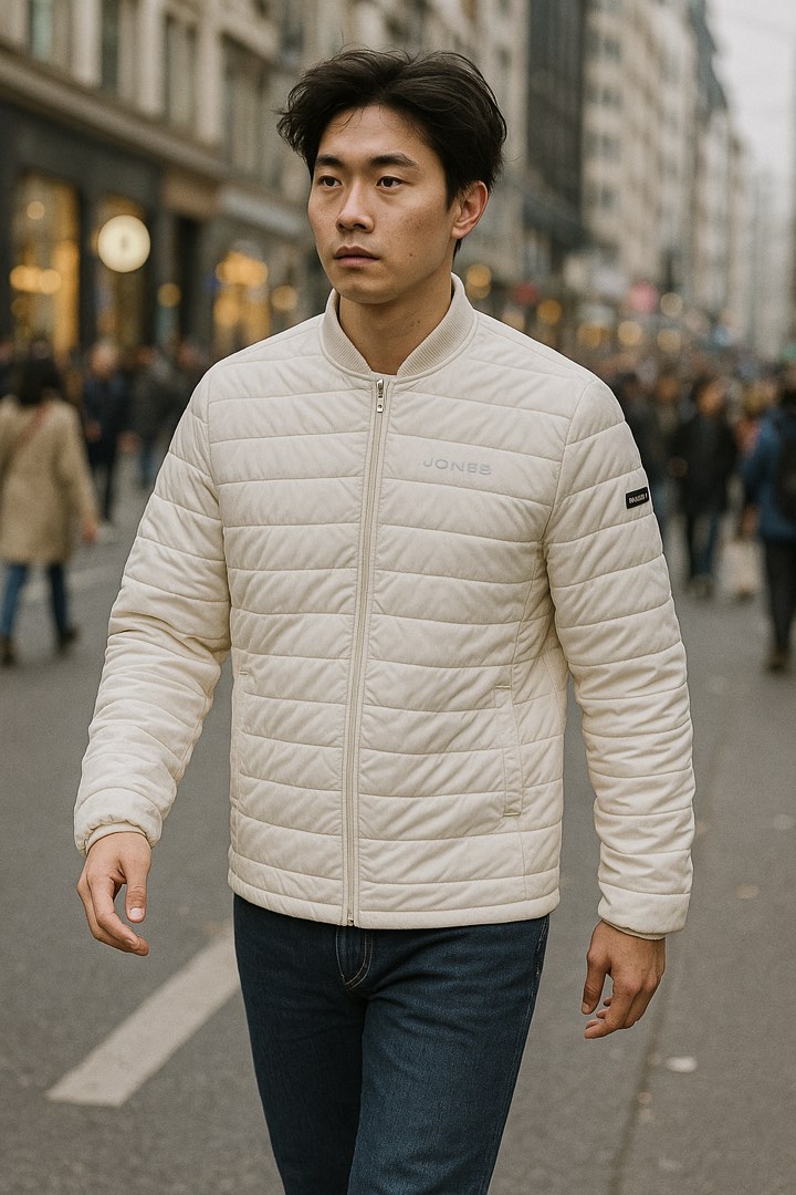 Jacket bomber puffer discovery patch putih size imut S, Fesyen Pria ...