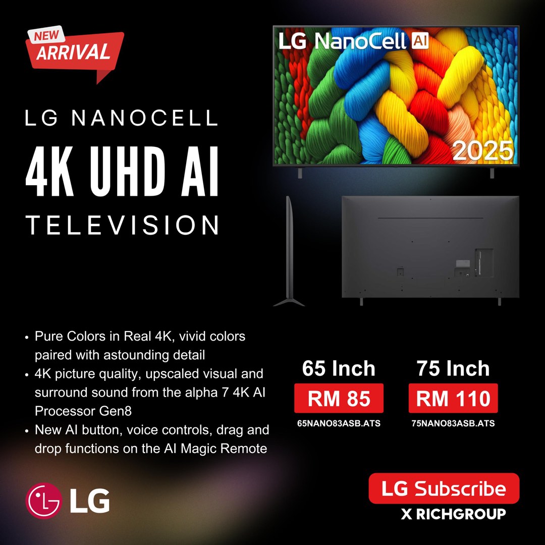 LG NANO CELL 4K UHD AI TELEVISION TV BAYAR ANSURAN, TV & Home ...