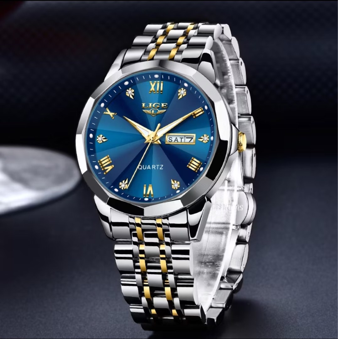 LIGE Quartz Steel Watch For Men Classics Design Watches Waterproof ...