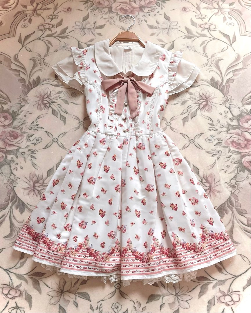 Liz Lisa Arw Arrow White Pink Floral Pattern Kawaii Hime Gyaru Himekaji ...