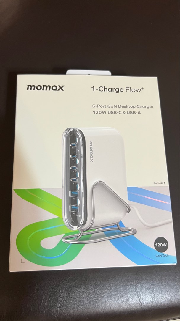 Momax 1 Charge Flow 6-port GaN Desktop Charger 120W USB-C & USB-A, 電腦 ...
