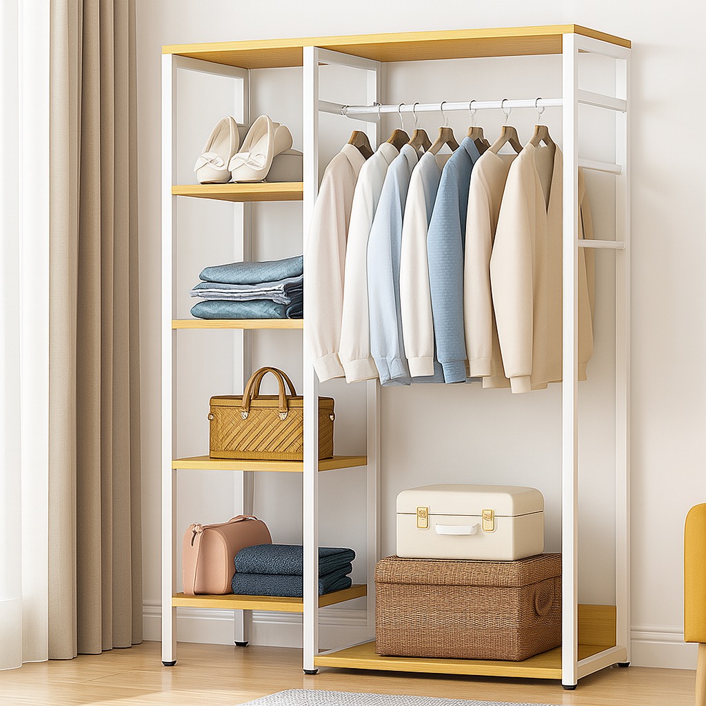 Open Shelf Storage Clothes Rack | Freestanding Hanging Clothes Rack ...