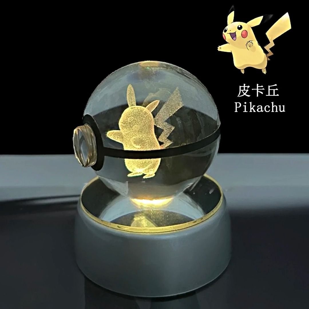 Pokemon 3D Crystal Ball Pikachu Gengar Eevee Mewtwo Anime Game Pokeball ...