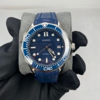 seiko mods omega seamaster blue nh35 automatic ceramic bezel rubber ...