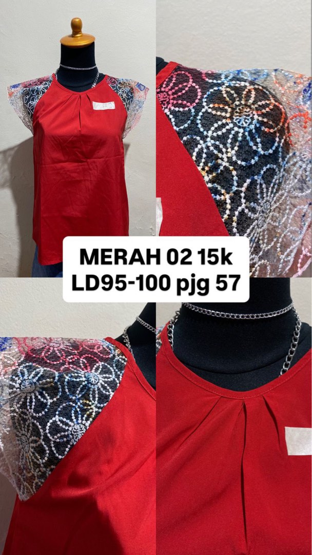TOP MERAH 02, Fesyen Wanita, Pakaian Wanita, Atasan di Carousell