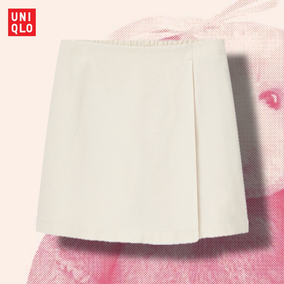 Uniqlo Linen Blend Skort Off White, Women's Fashion, Bottoms, Skirts on ...
